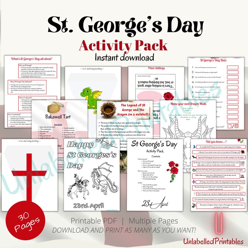 St George’s Day | Printable Activity and Puzzle Pages - Etsy