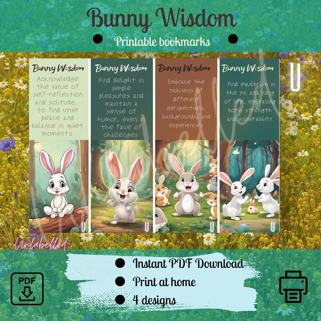 Cute Bunny Bookmarks - Printable - Etsy
