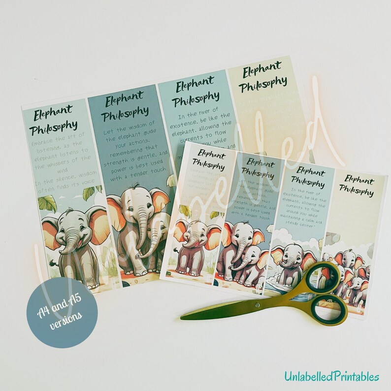 Cute Elephant Bookmarks - Printable - Etsy