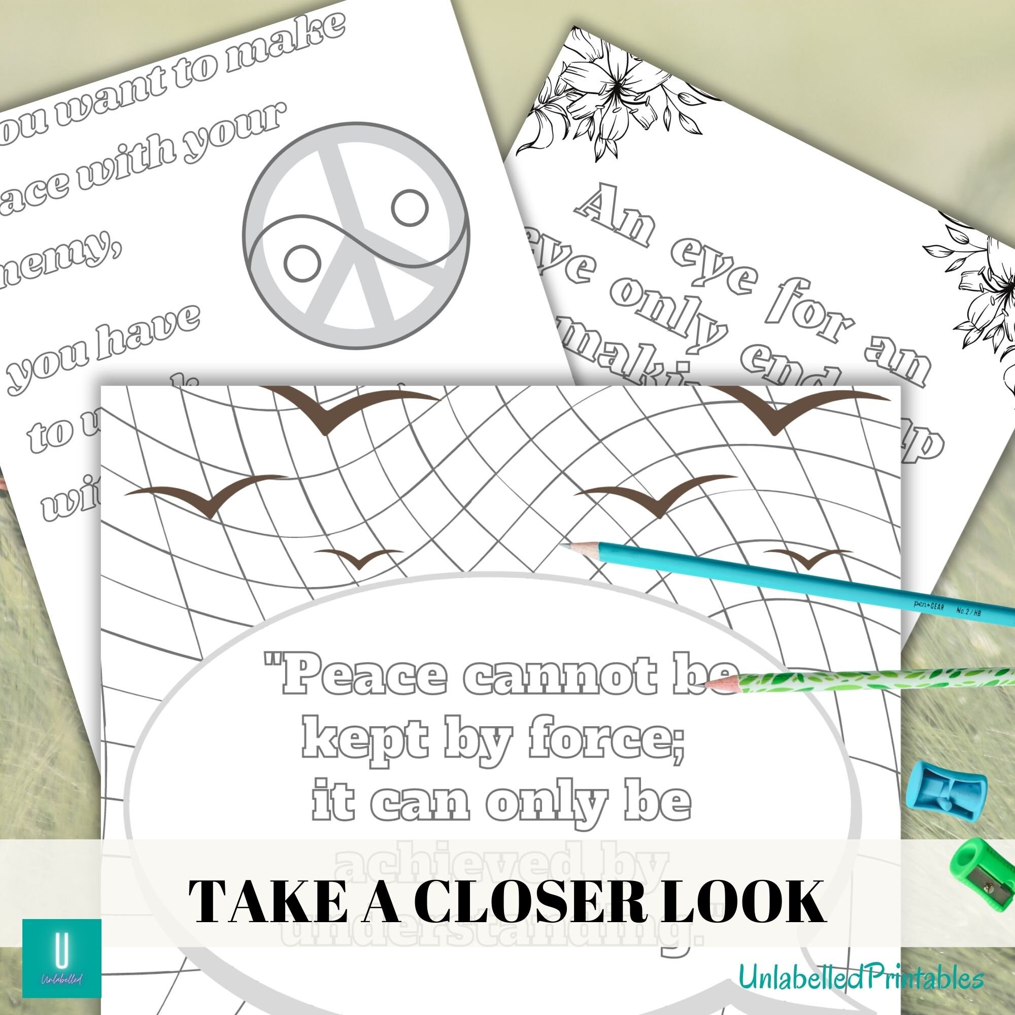 Peace Quotes Inspirational Colouring Pages - Printable - Etsy