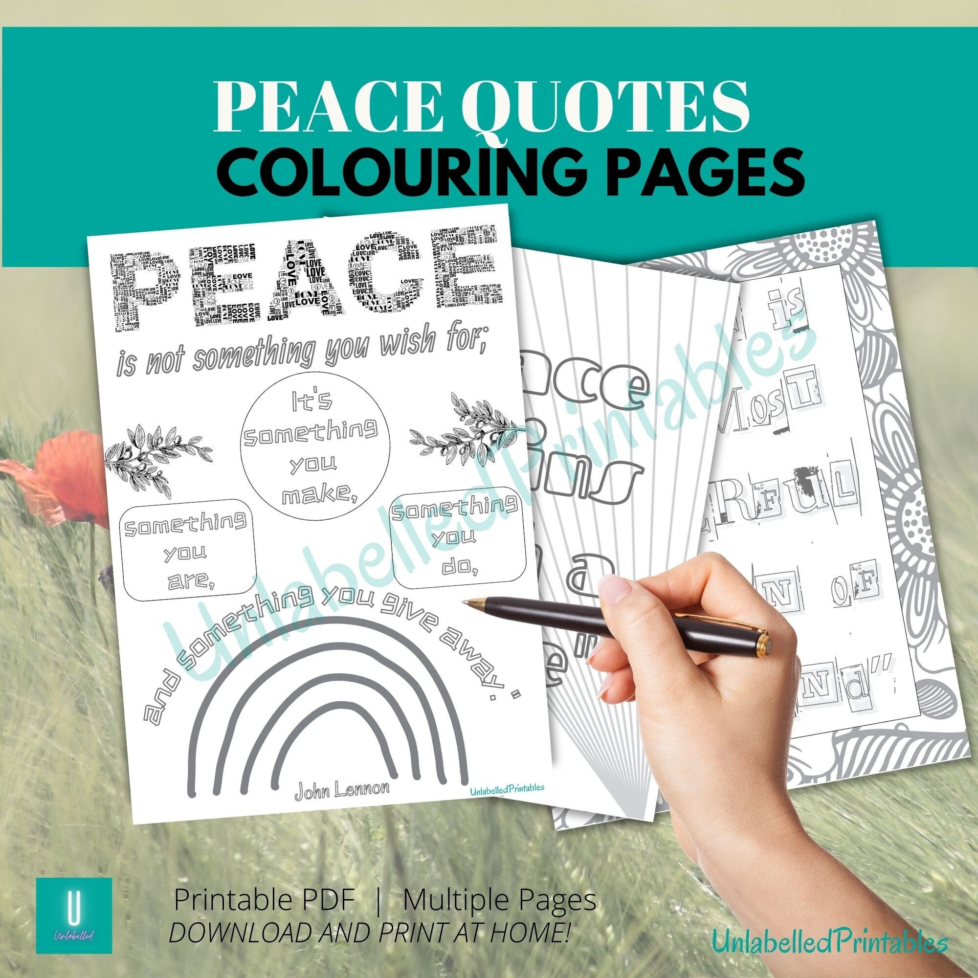 Peace Quotes Inspirational Colouring Pages Printable - Etsy
