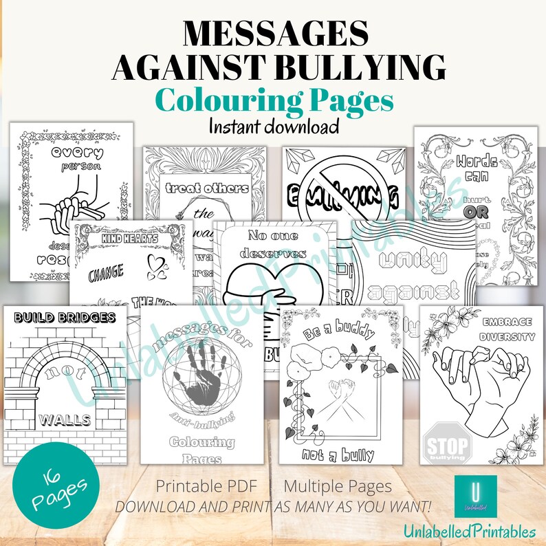 Positive Anti-bullying Quotes - Printable Colouring Pages - Etsy