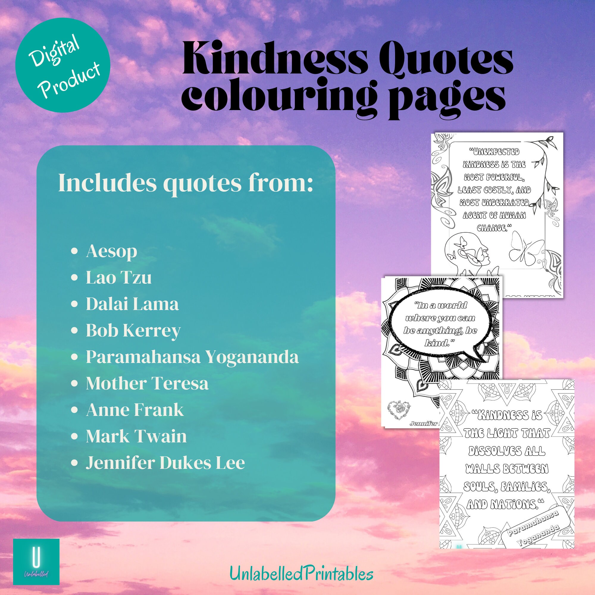 Kindness Colouring Pages - Printable - Etsy
