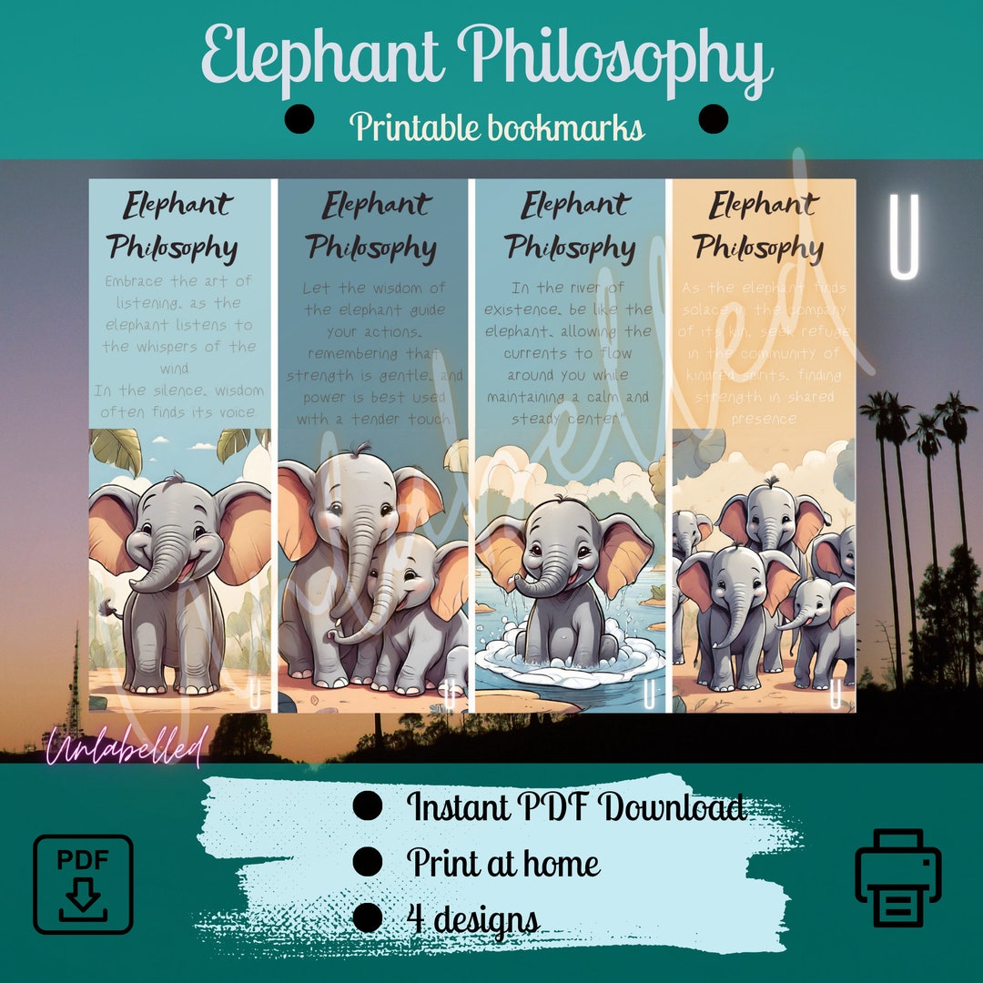 Cute Elephant Bookmarks - Printable - Etsy
