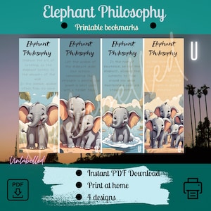 Cute Elephant Bookmarks - Printable - Etsy