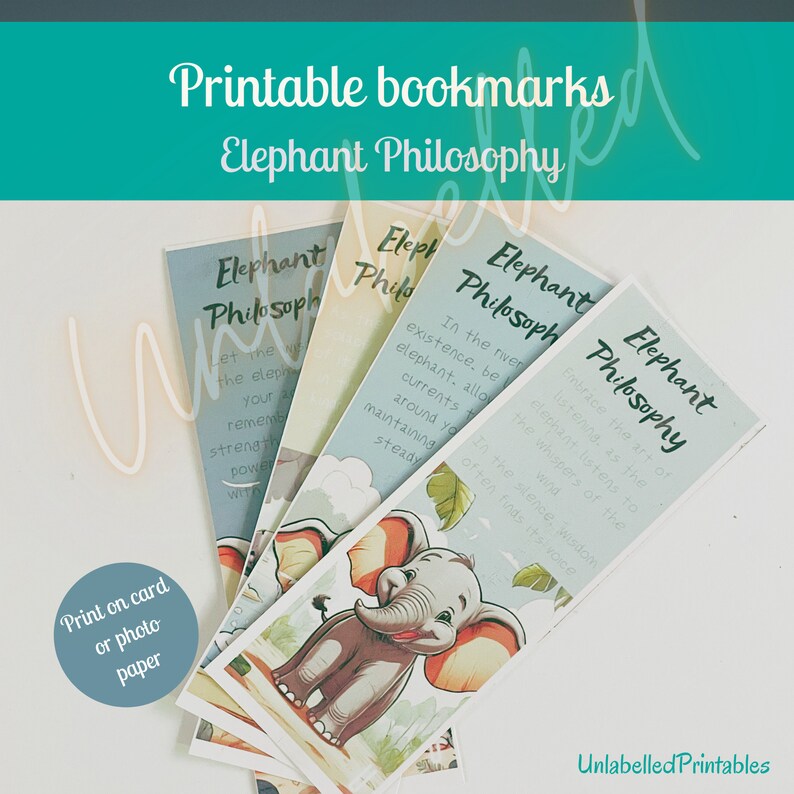 Cute Elephant Bookmarks - Printable - Etsy