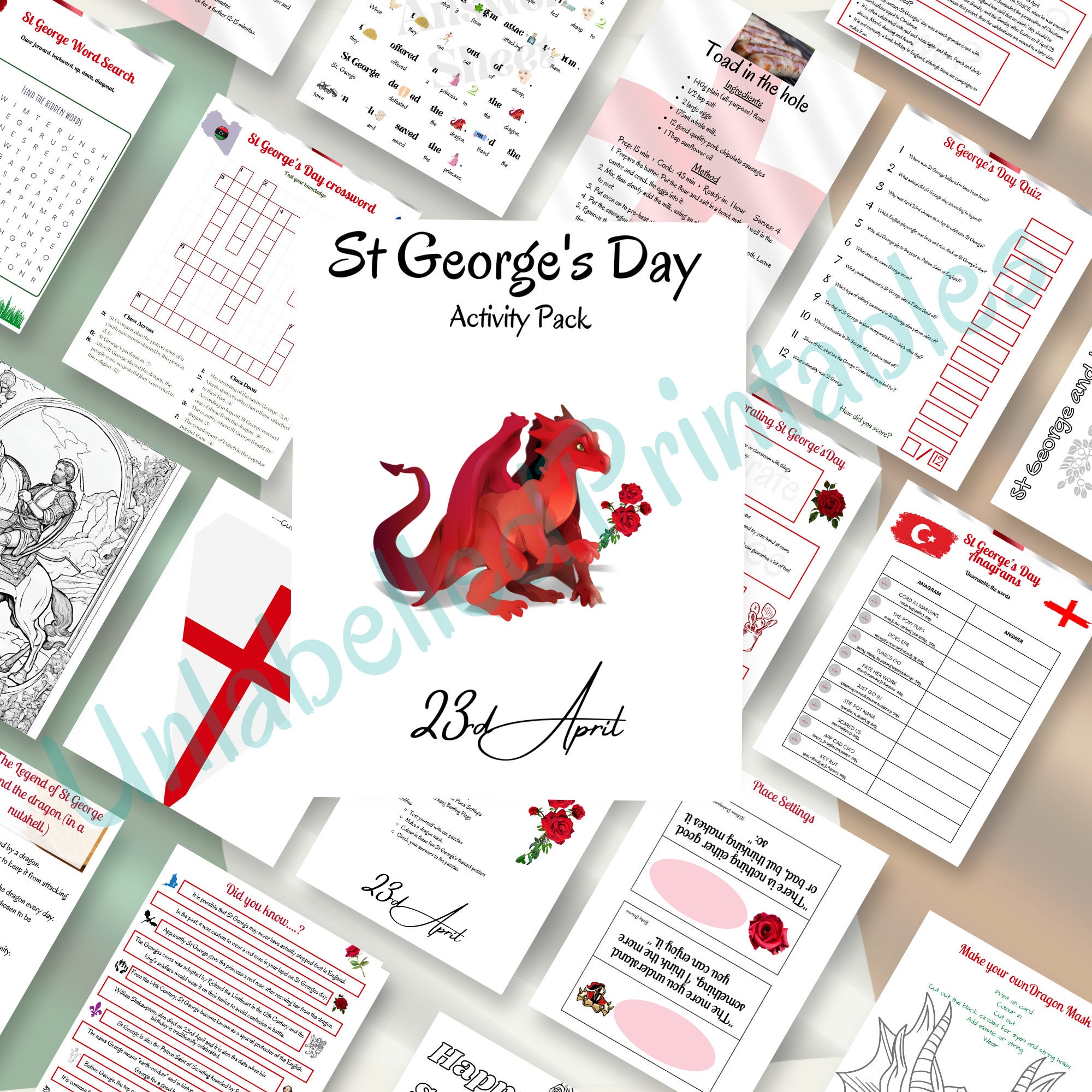 St Georges Day Printable Activity and Puzzle Pages - Etsy