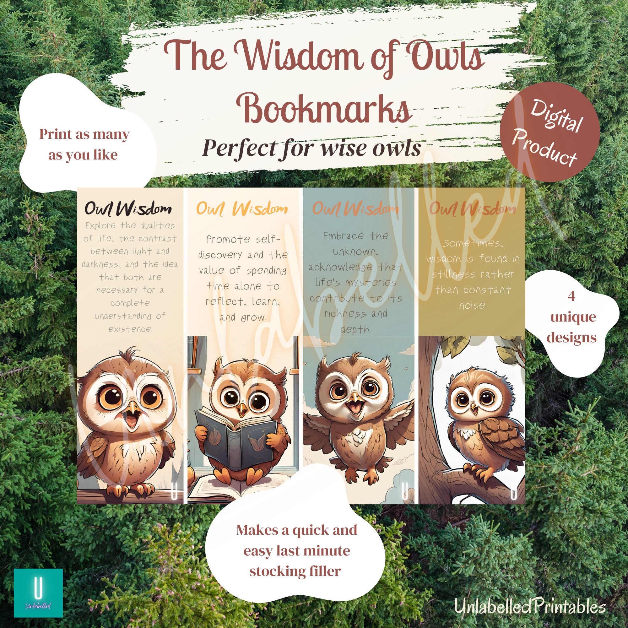 Cute Owl Bookmarks - Printable - Etsy