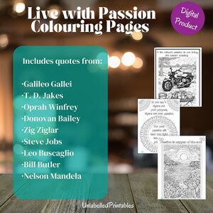 Live With Passion Inspirational Coloring Pages - Printable - Etsy