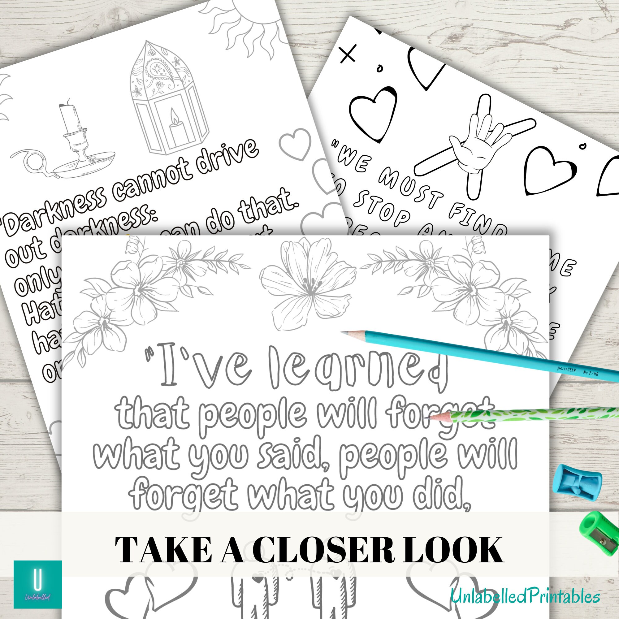 Inspirational Quotes by Famous Leaders - Coloring Pages - Printable - Etsy