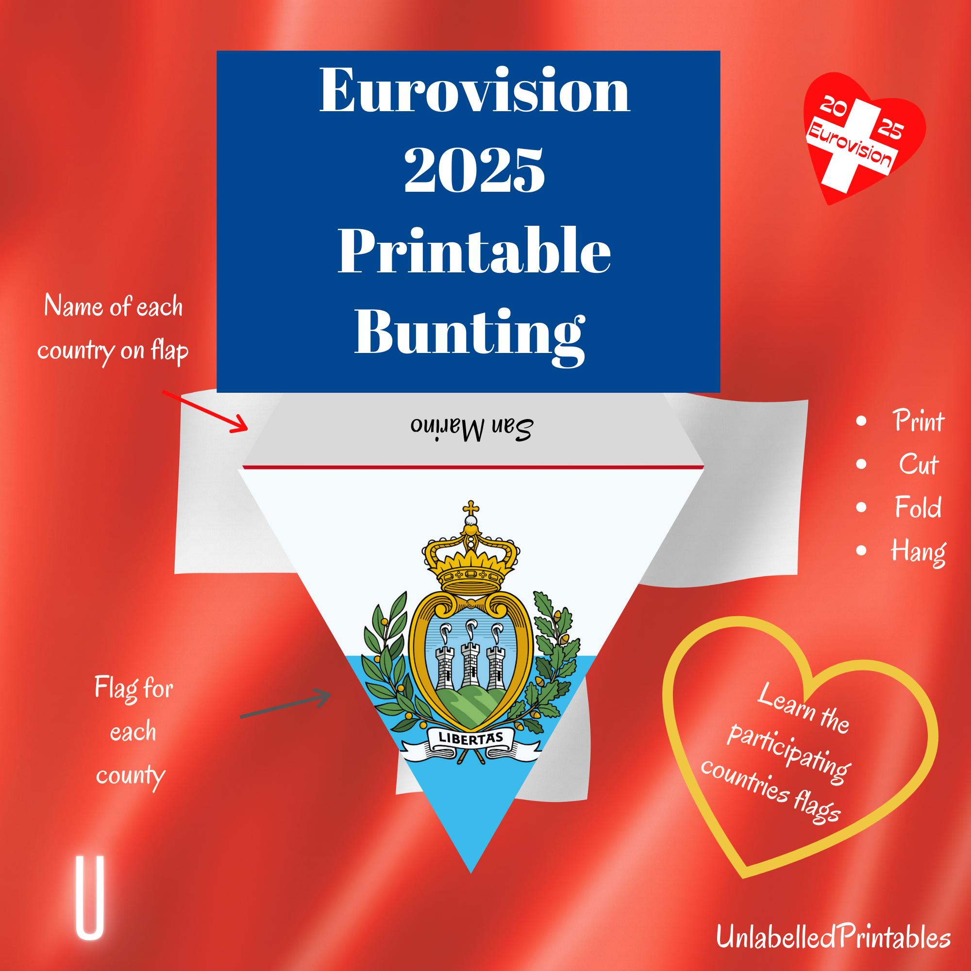 Eurovision 2025 Printable Bunting – Country Flags | Party Decor ...