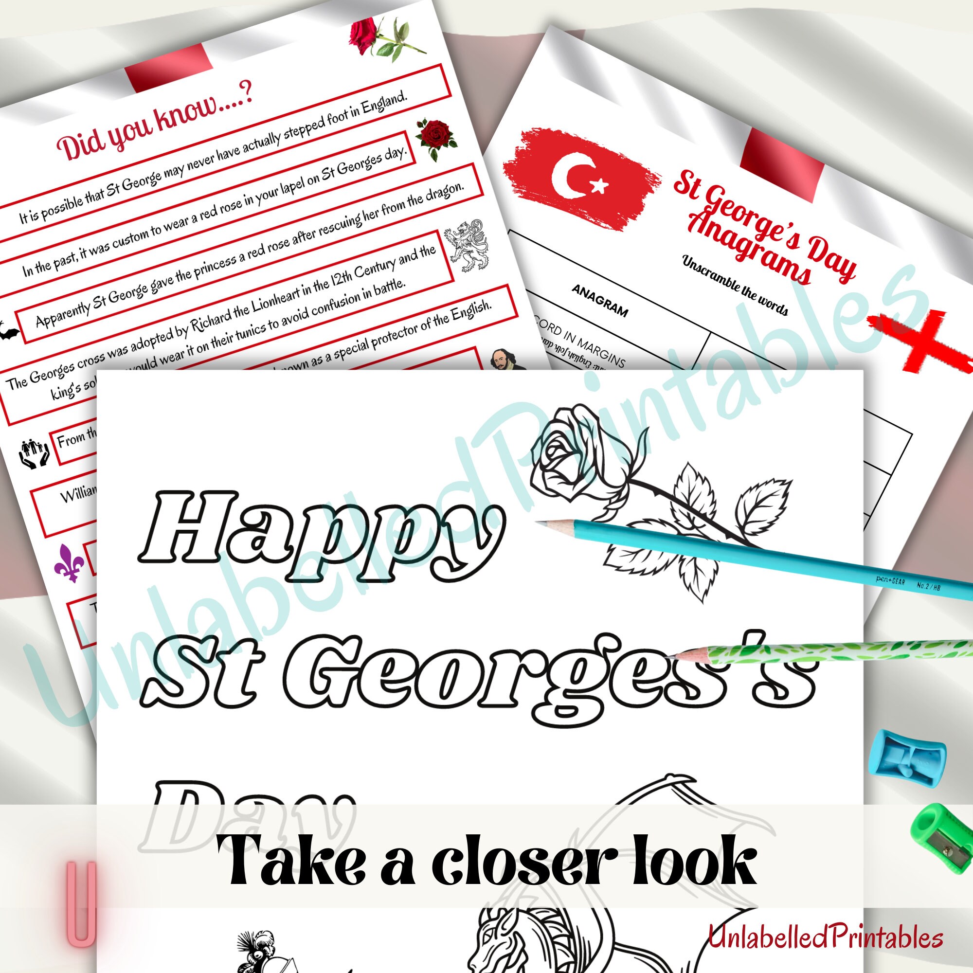 St Georges Day Printable Activity and Puzzle Pages - Etsy