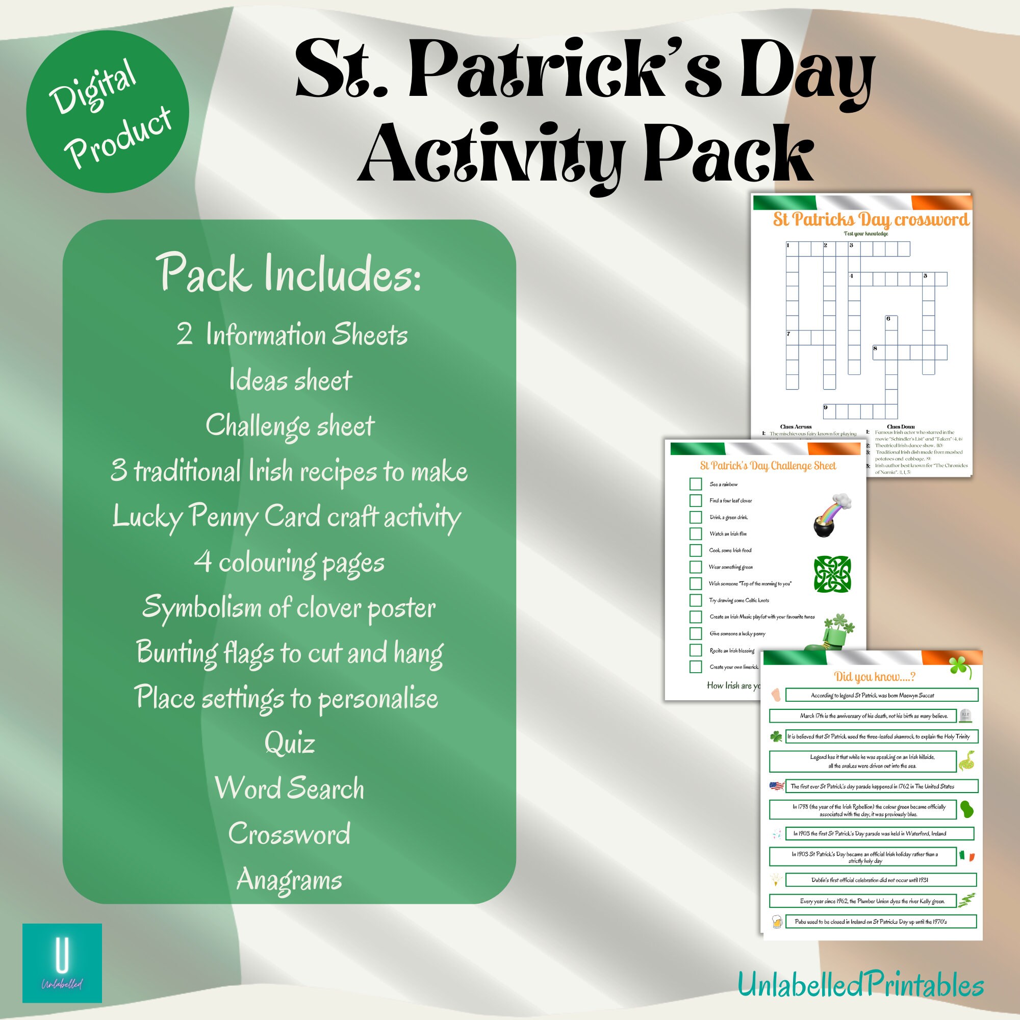 St Patricks Day Printable Activity Pages - Etsy