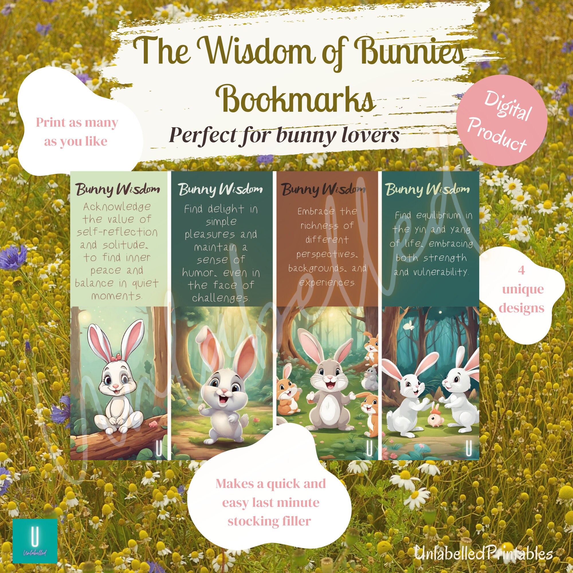 Cute Bunny Bookmarks - Printable - Etsy