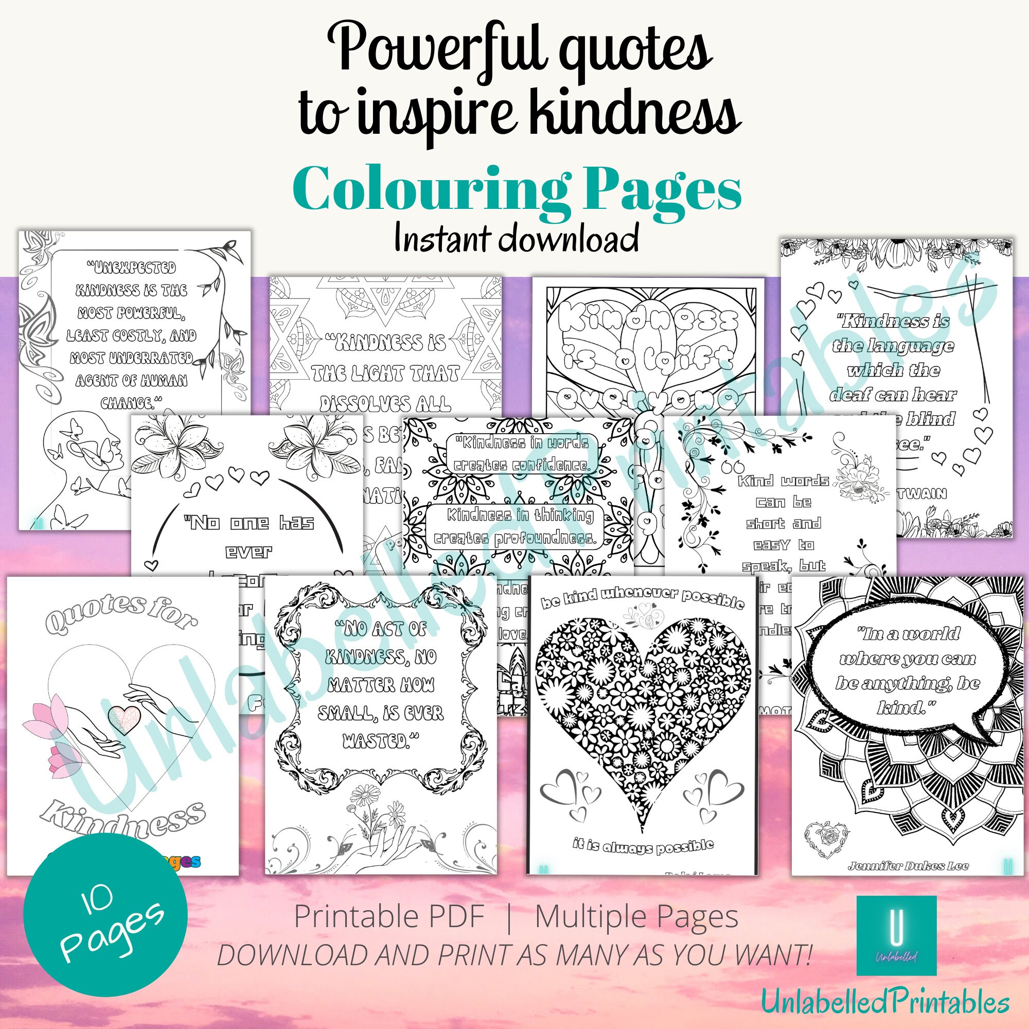 Kindness Colouring Pages Printable - Etsy