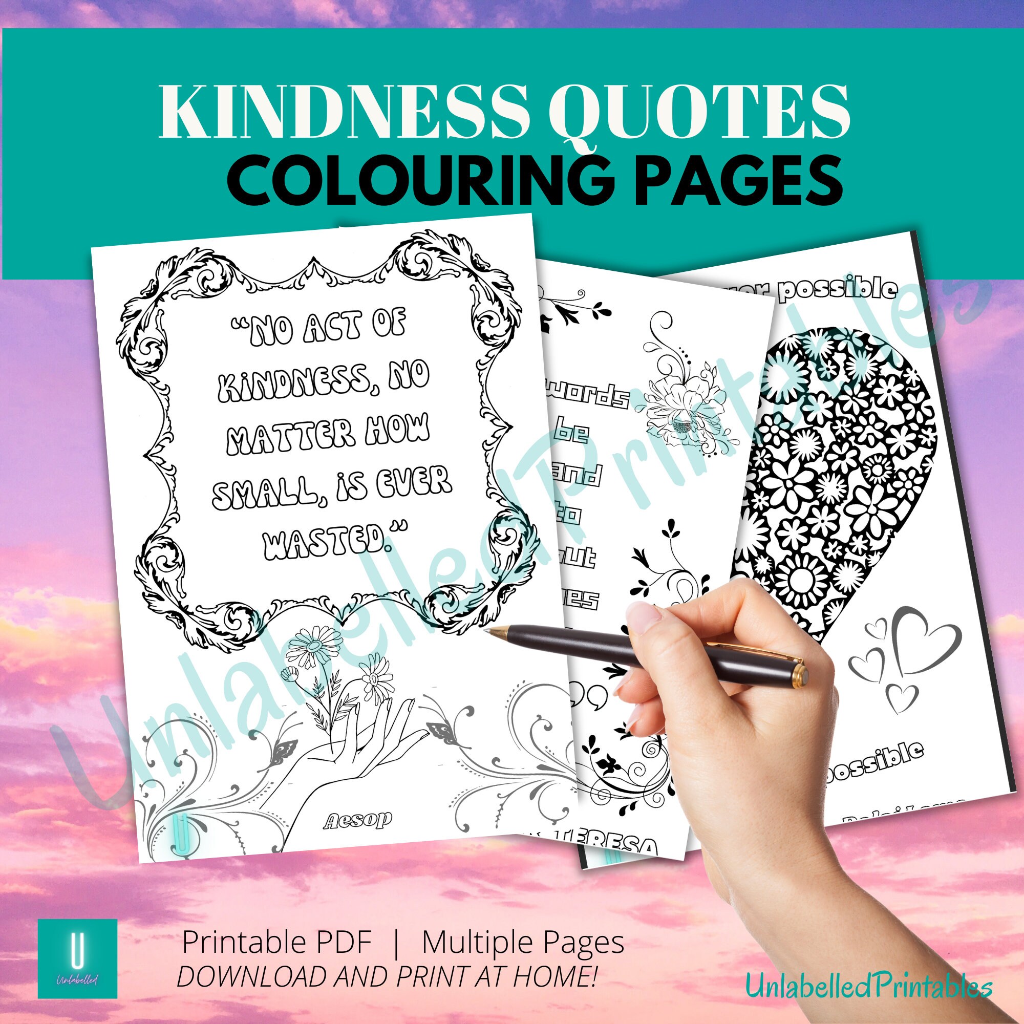 Kindness Colouring Pages Printable - Etsy