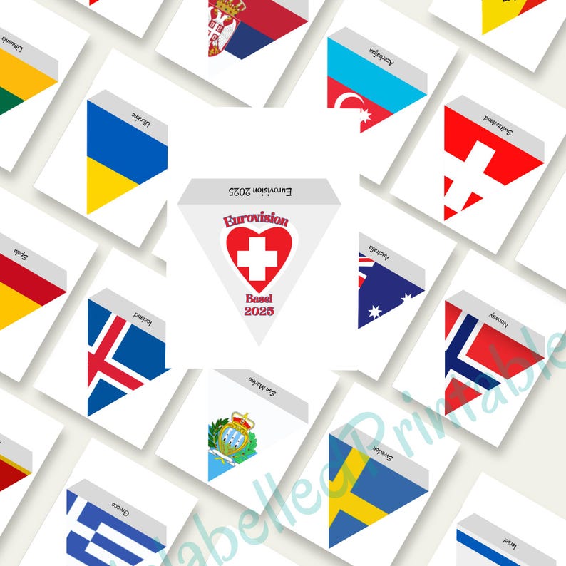 Eurovision 2025 Printable Bunting – Country Flags | Party Decor ...