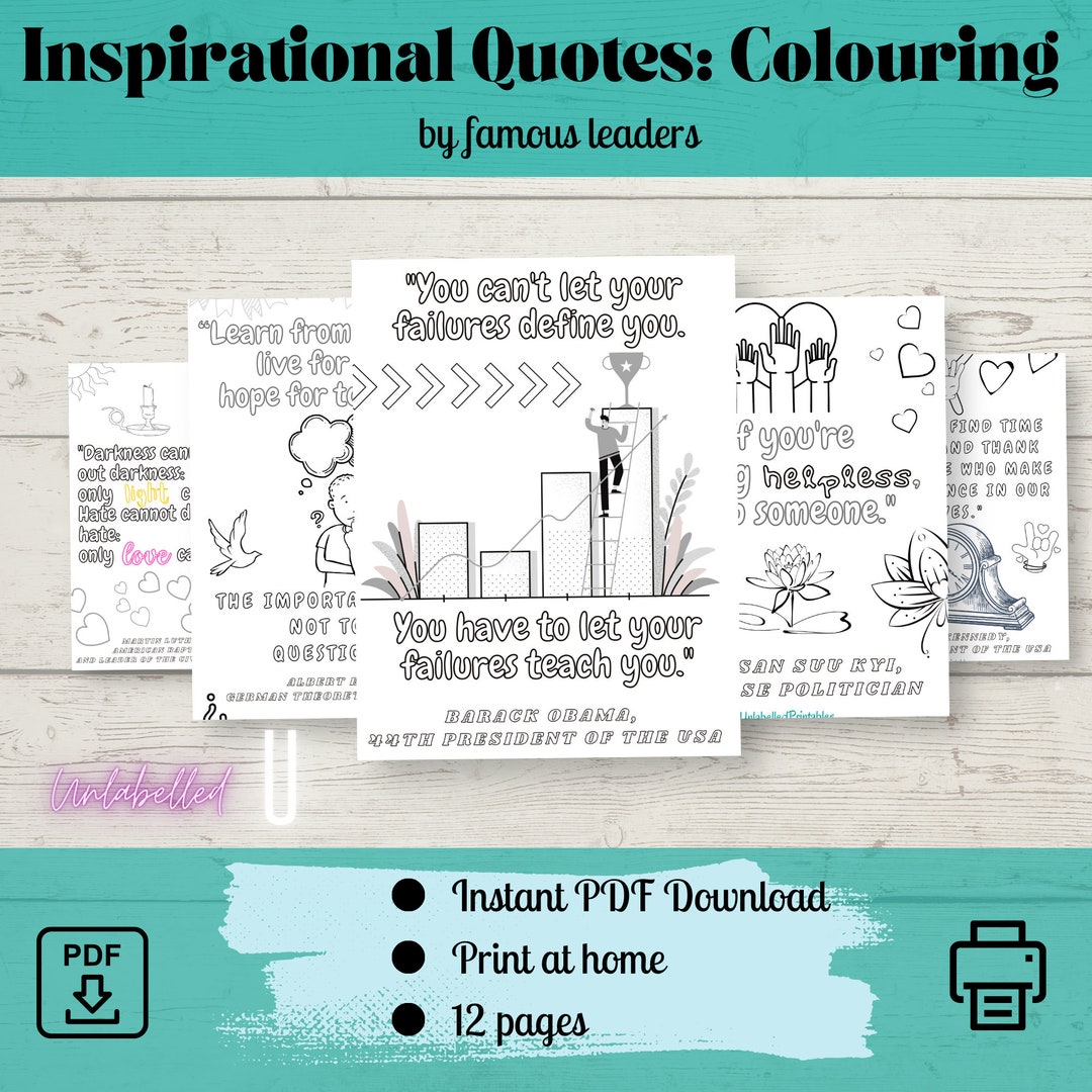 Inspirational Quotes by Famous Leaders - Coloring Pages - Printable - Etsy