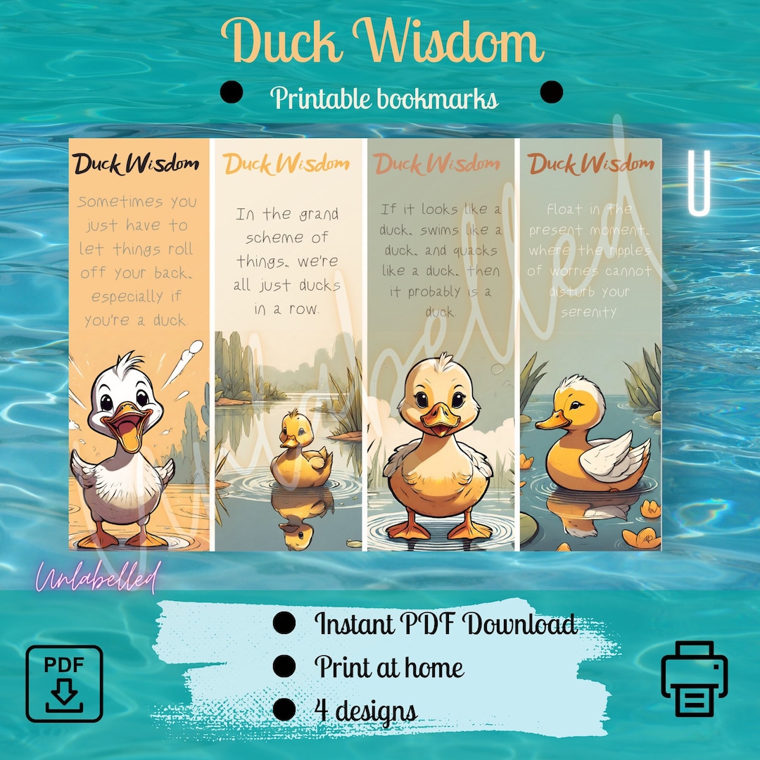 Cute Duck Bookmarks - Printable - Etsy