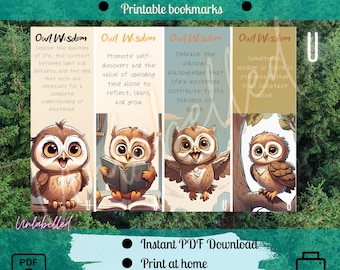 Printable Owl Bookmark-instant Download-digital Bookmark-perfect Gift ...