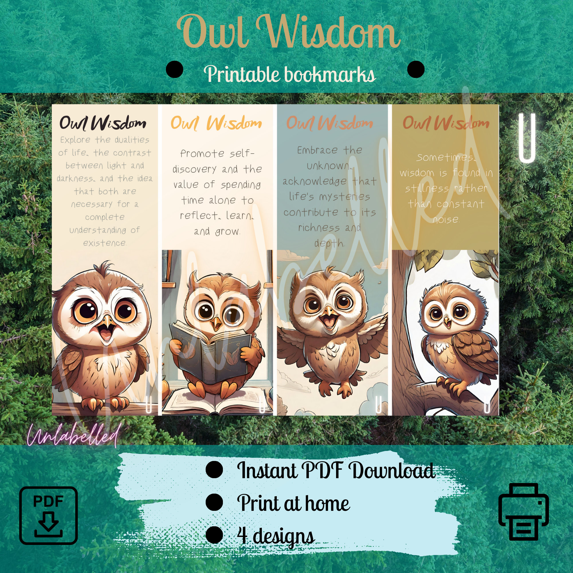 Cute Owl Bookmarks - Printable - Etsy