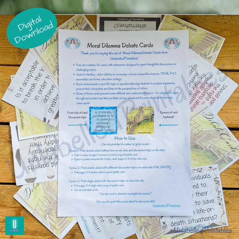 Moral Dilemma Debate Cards - Printable - Etsy