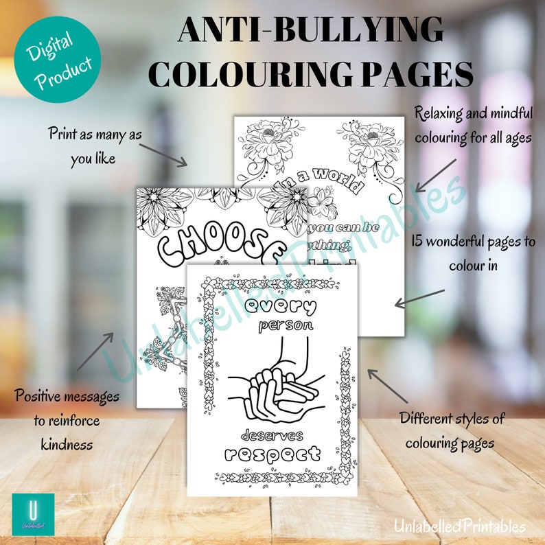 Positive Anti-bullying Quotes - Printable Colouring Pages - Etsy