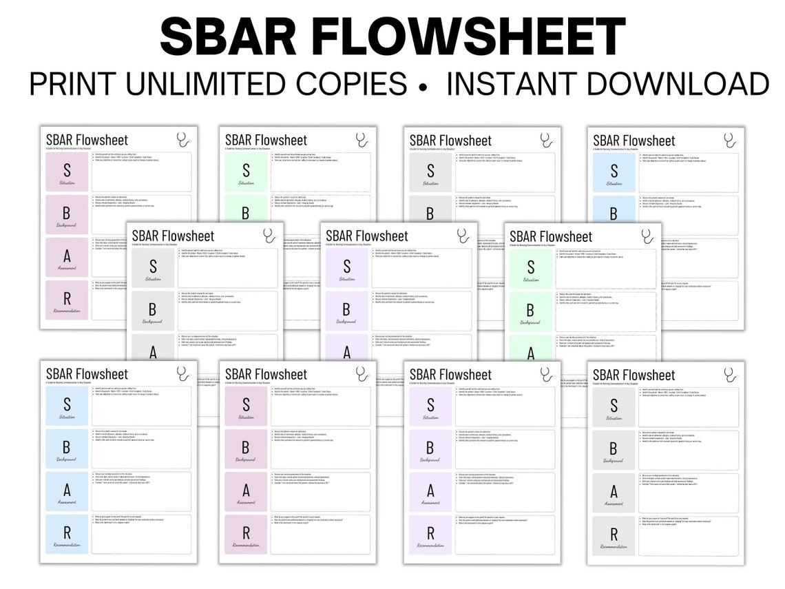 SBAR Nursing Flowsheet | Nurse Templates | RN LPN Students | Care Plan ...