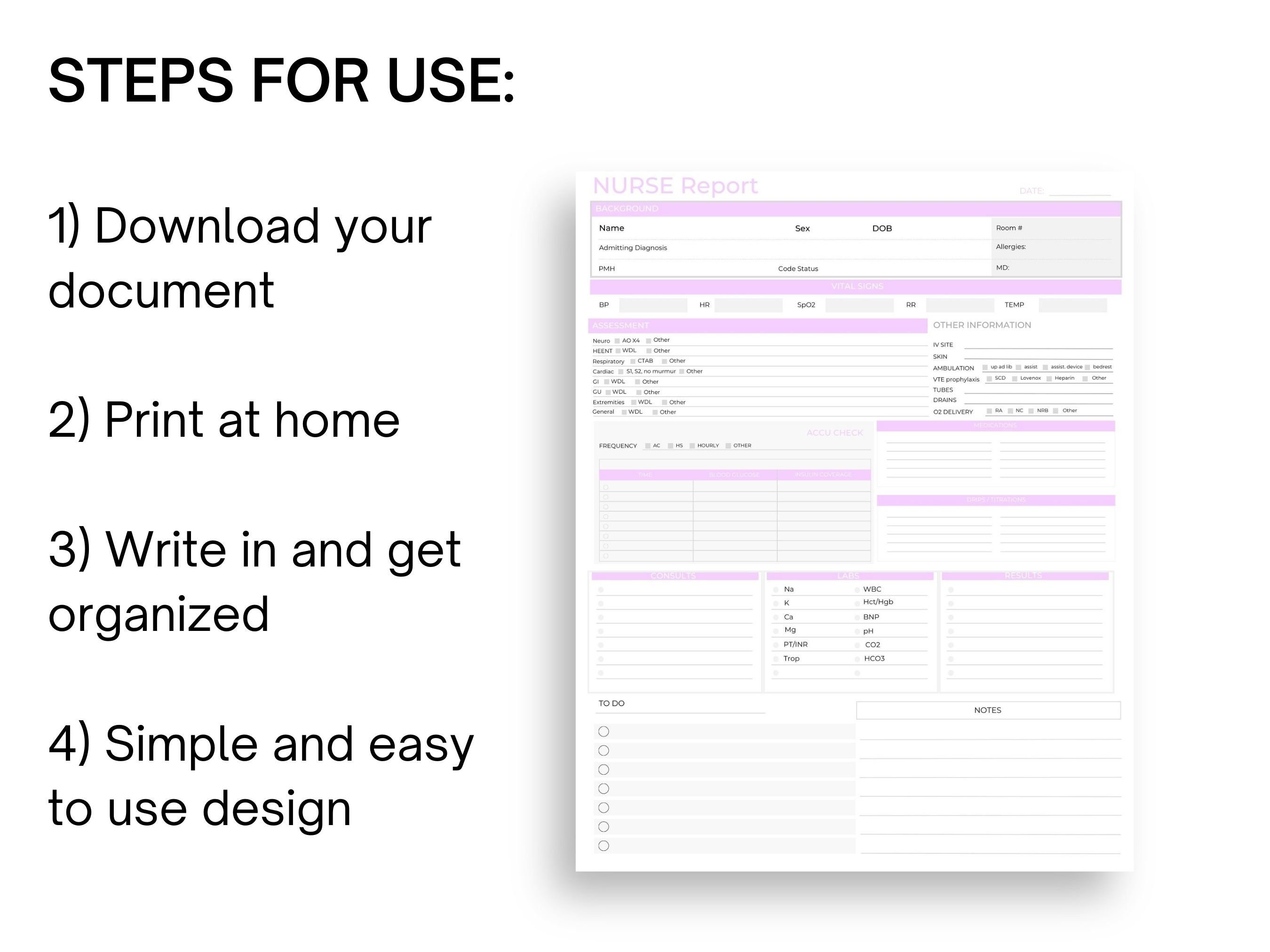 Nurse Shift Report Sheet Bundle | Printable PDF - Etsy