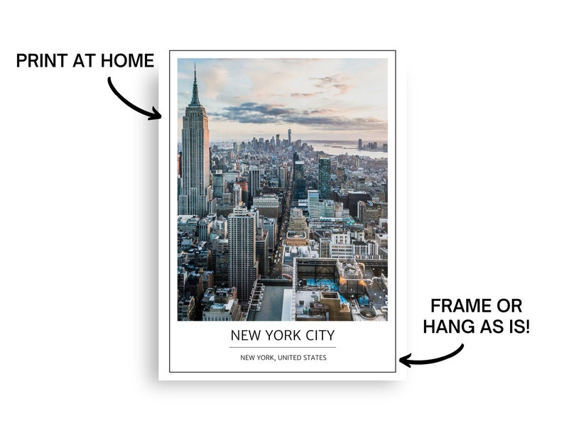 New York City NY Wall Art | Printable PDF Poster Size 18" X 24 ...