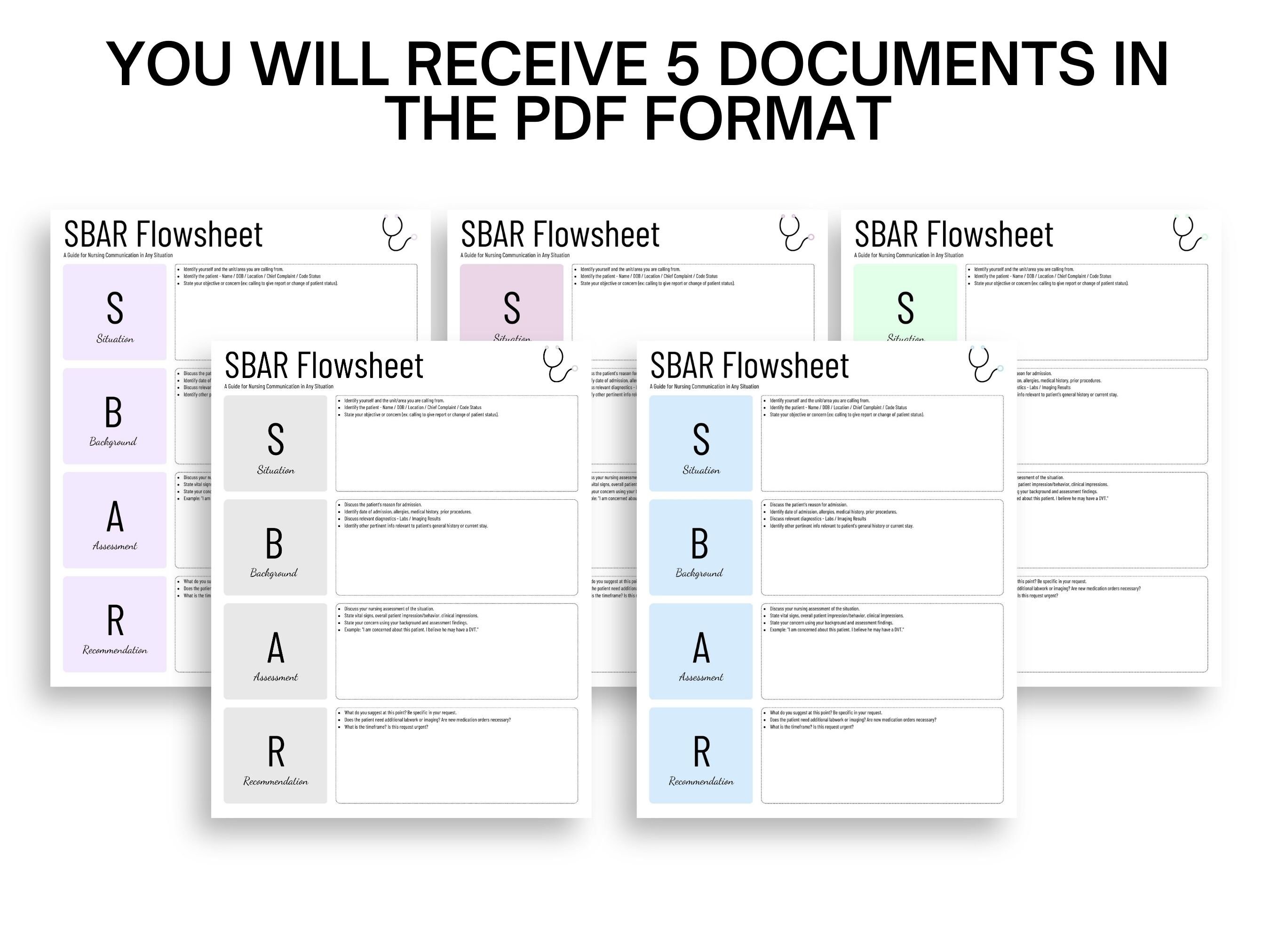 SBAR Nursing Flowsheet | Nurse Templates | RN LPN Students | Care Plan ...