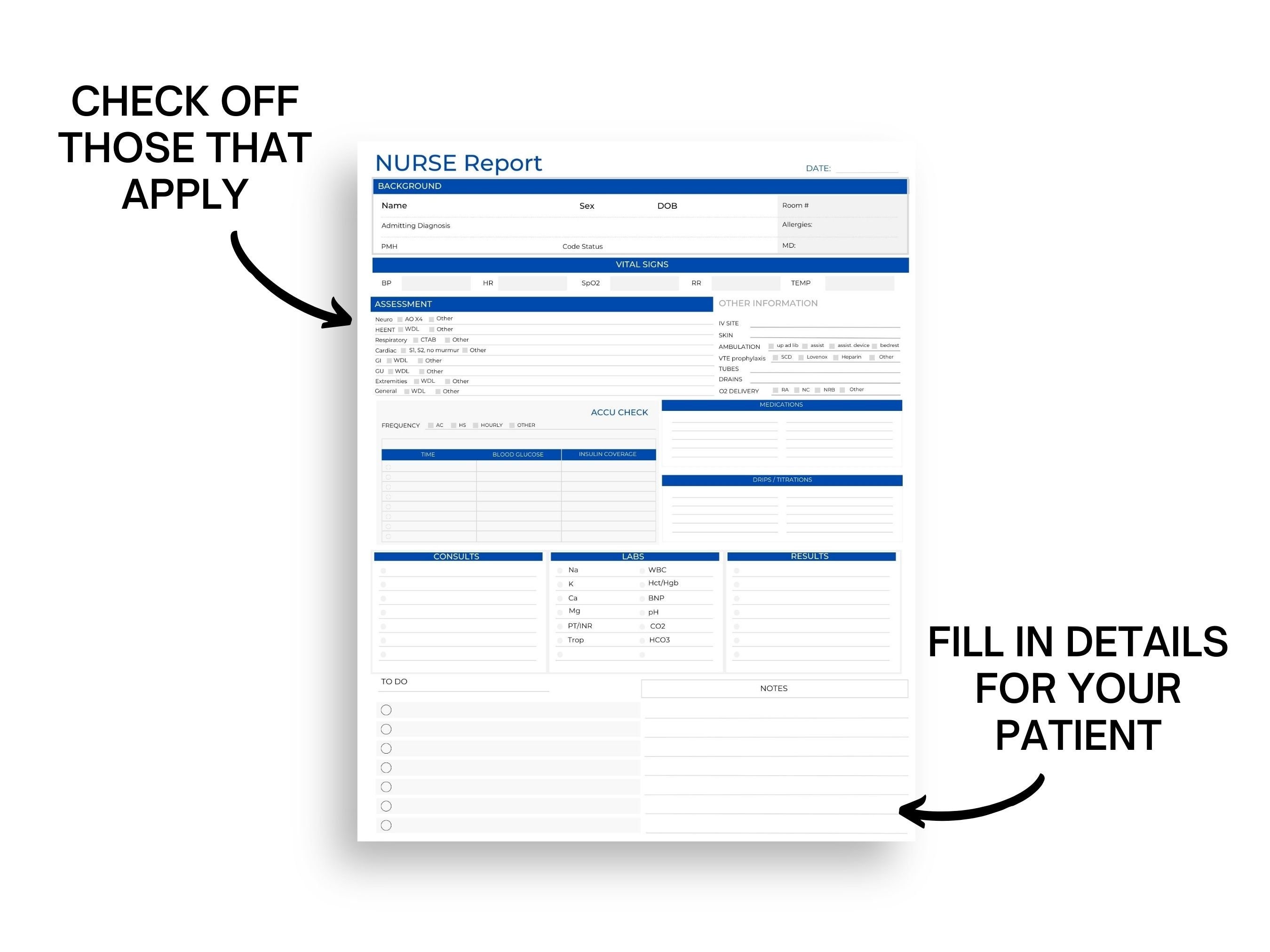 Nurse Shift Report Sheet Bundle | Printable PDF - Etsy