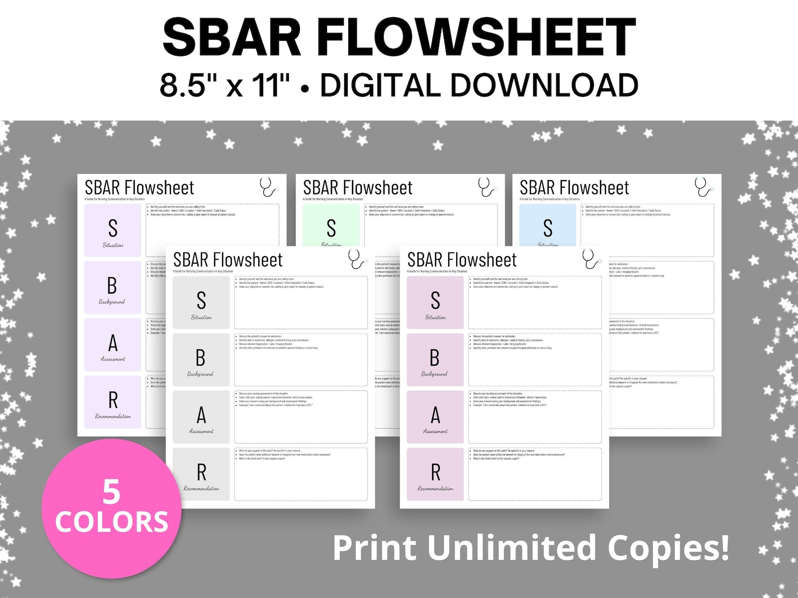 SBAR Nursing Flowsheet | Nurse Templates | RN LPN Students | Care Plan ...