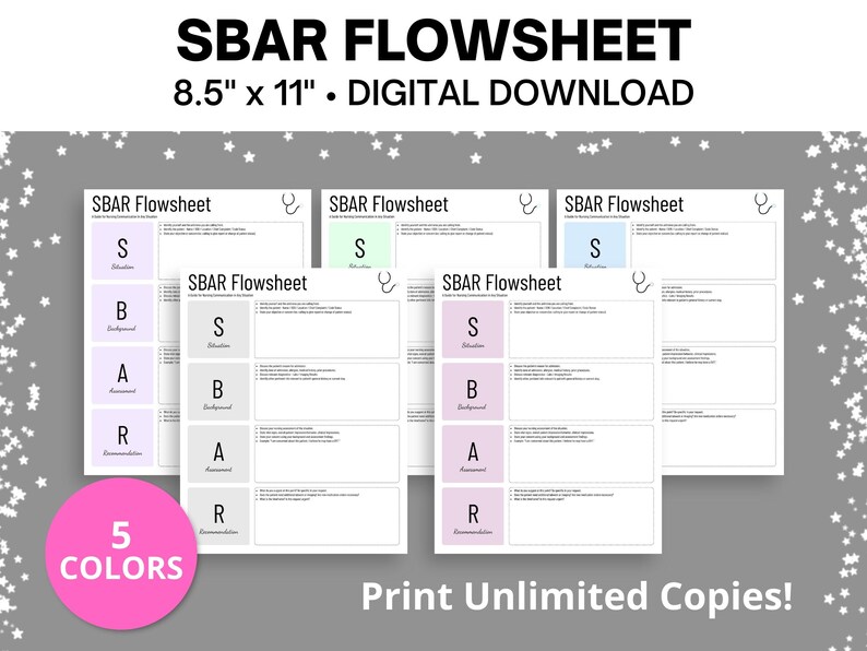 SBAR Nursing Flowsheet | Nurse Templates | RN LPN Students | Care Plan ...