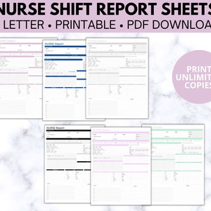 Nurse Shift Report Sheet Bundle | Printable PDF - Etsy
