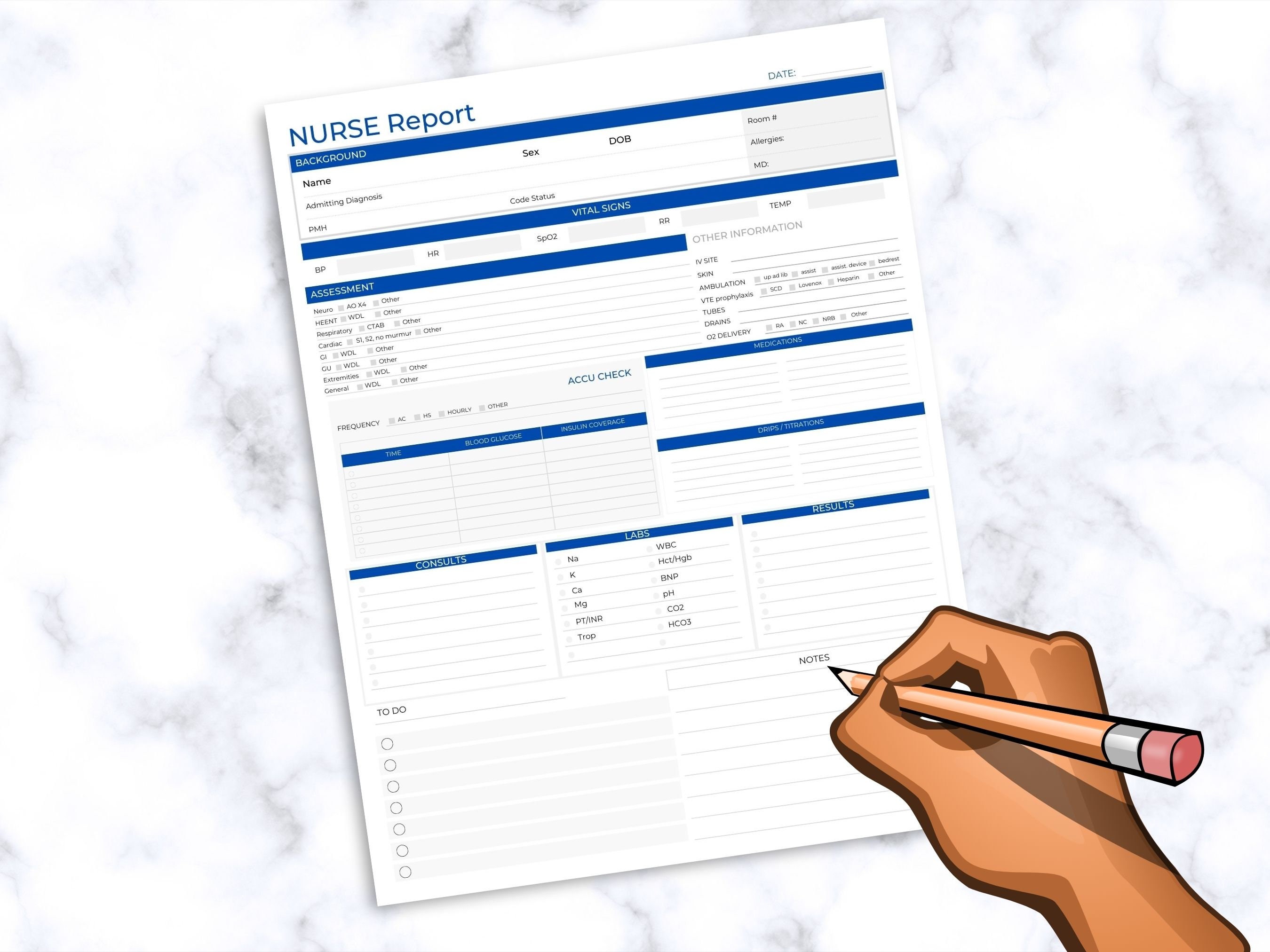 Nurse Shift Report Sheet Bundle | Printable PDF - Etsy