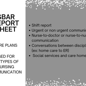 SBAR Nursing Flowsheet | Nurse Templates | RN LPN Students | Care Plan ...