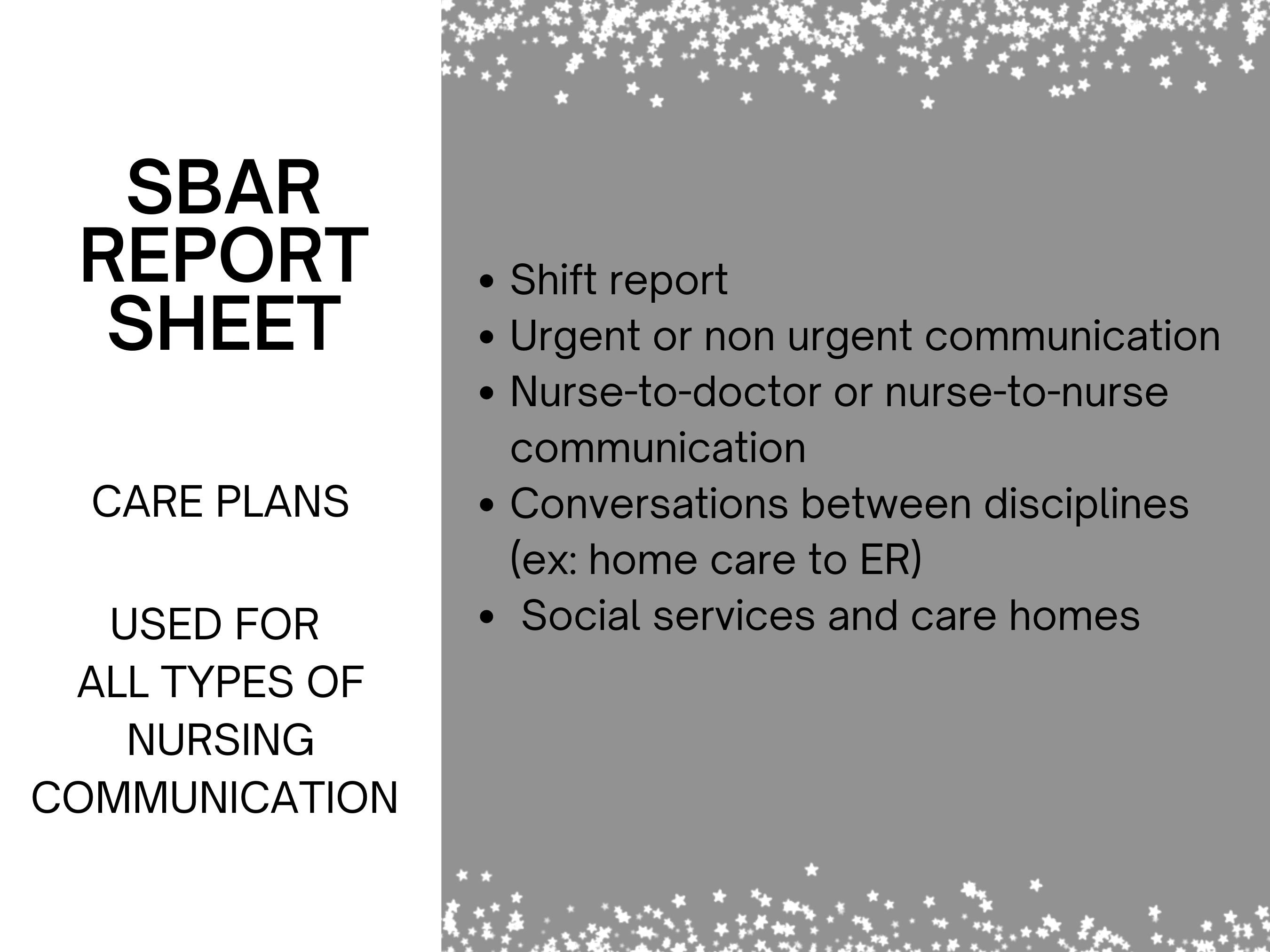 SBAR Nursing Flowsheet | Nurse Templates | RN LPN Students | Care Plan ...