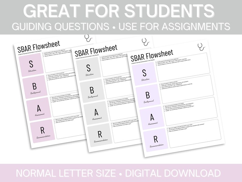 SBAR Nursing Flowsheet | Nurse Templates | RN LPN Students | Care Plan ...