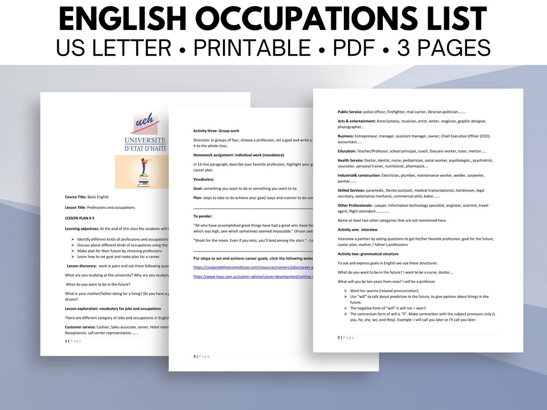 List of Professions, Occupations, English Vocabulary, Different Kinds ...