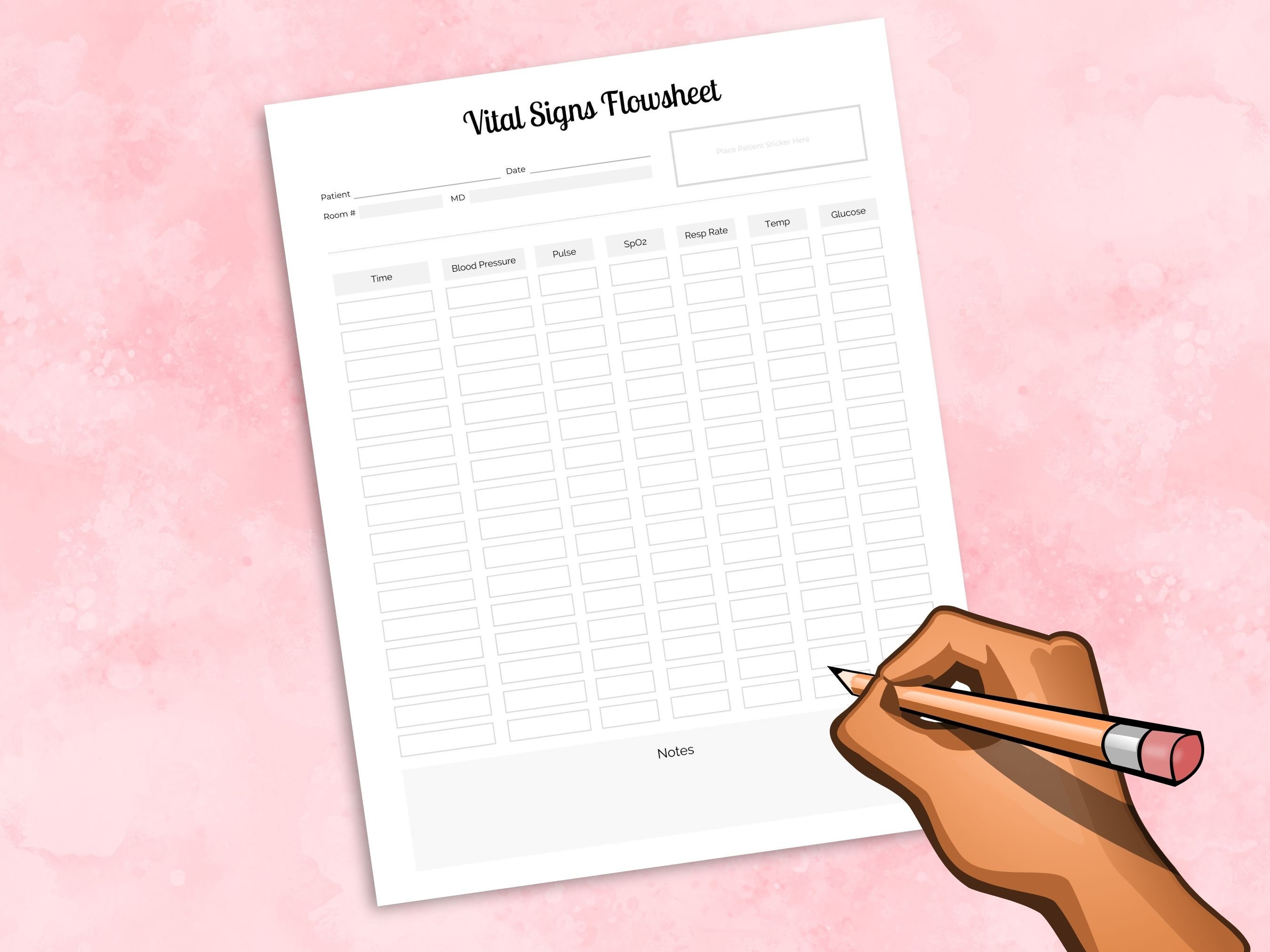 Nurse Vital Signs Flowsheet Bundle (5 Color) | Printable PDF - Etsy