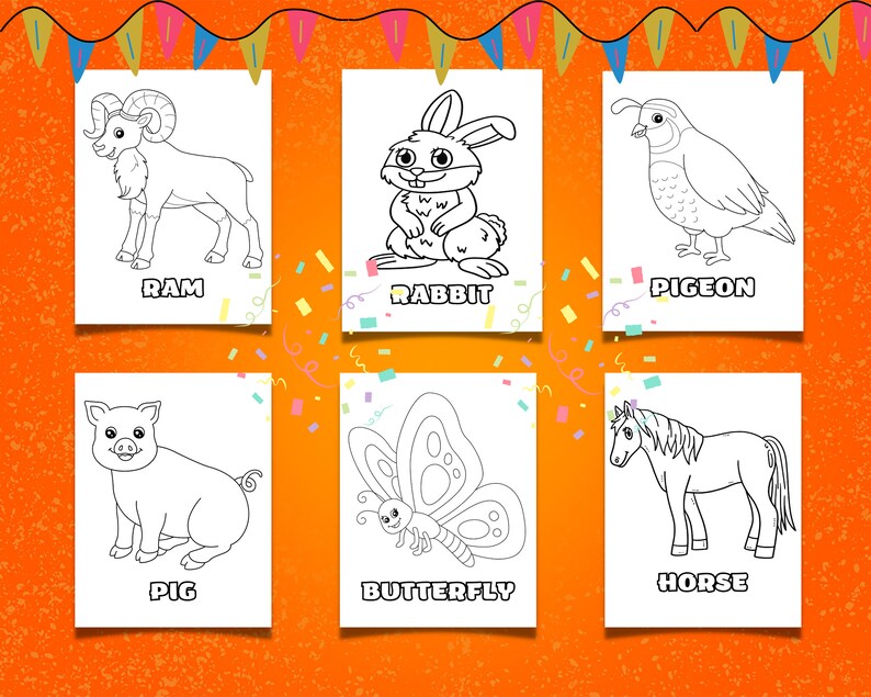 Digital Fun Animals Learning Printable Coloring Page for Kids - Etsy