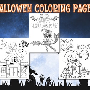 Happy Halloween Coloring Page Printable Coloring Page for - Etsy