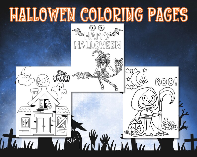 Happy Halloween Coloring Page Printable Coloring Page for - Etsy