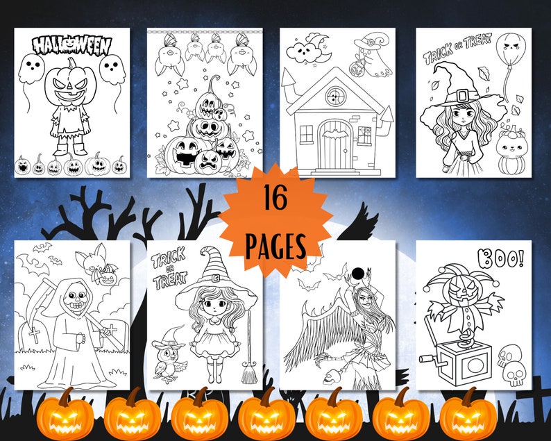 Happy Halloween Coloring Page Printable Coloring Page for - Etsy