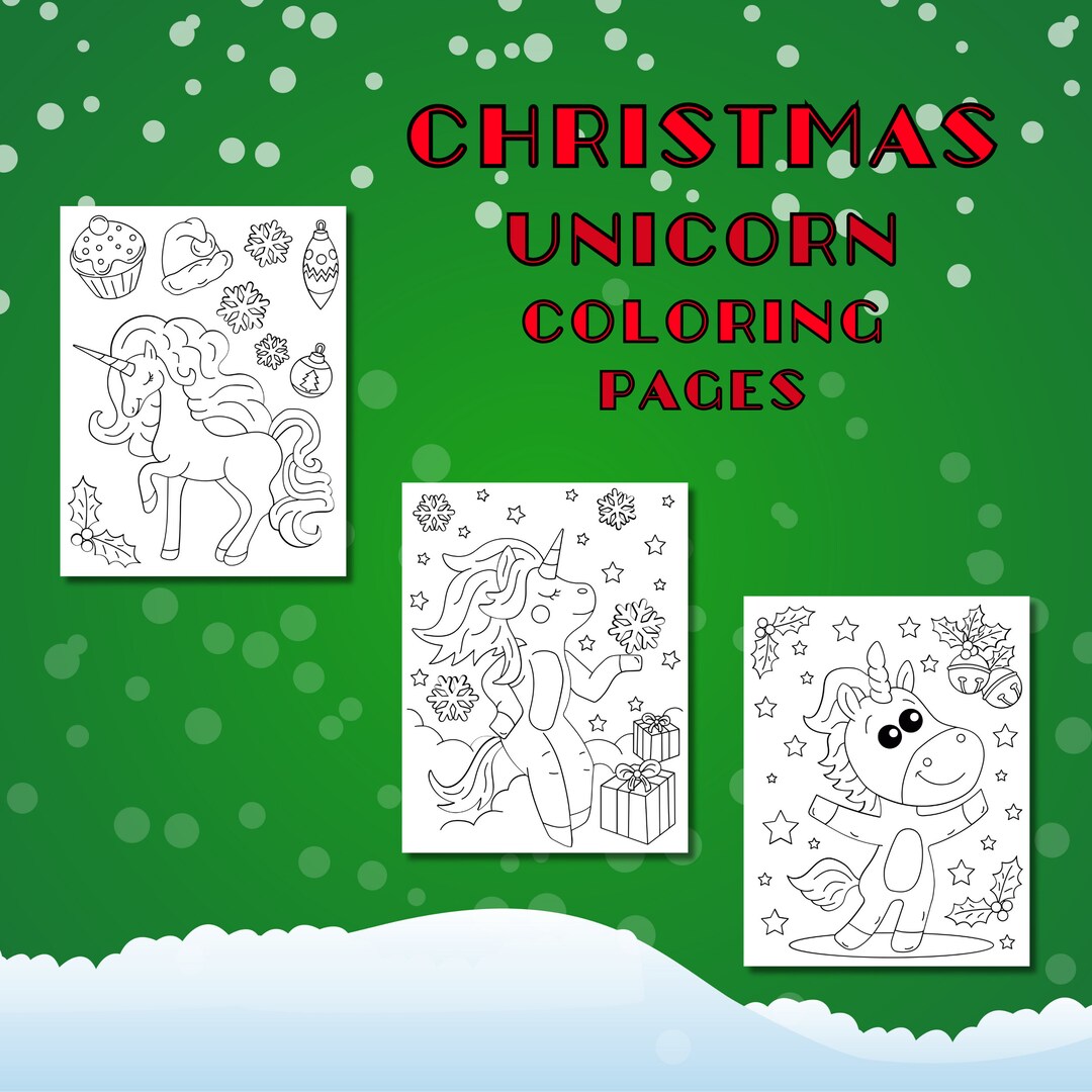 Christmas Unicorn Coloring Pages Fun for Kids High Quality - Etsy