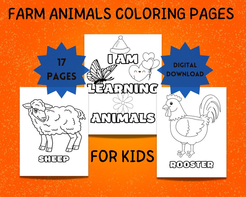Digital Fun Animals Learning Printable Coloring Page for Kids - Etsy