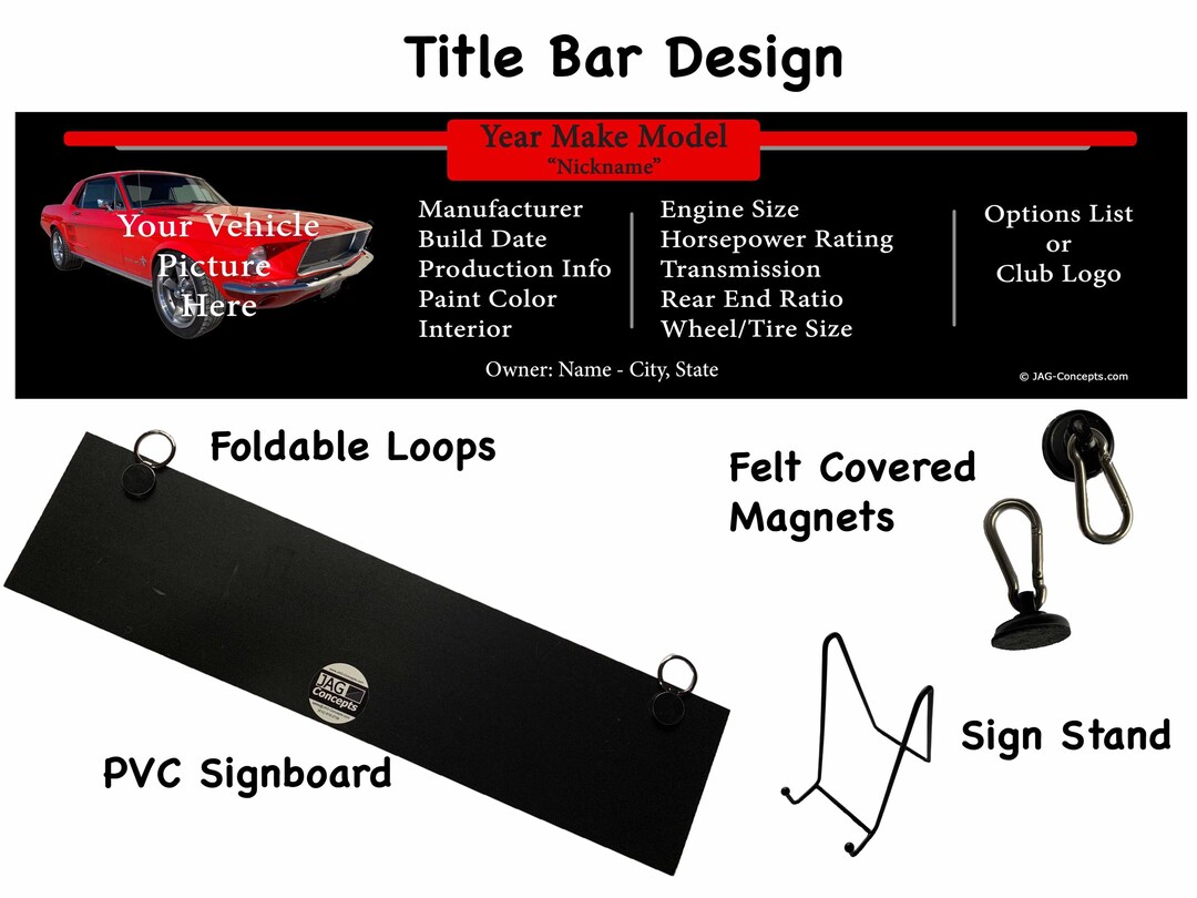 Car Show Display Sign - Title Bar Design - Etsy