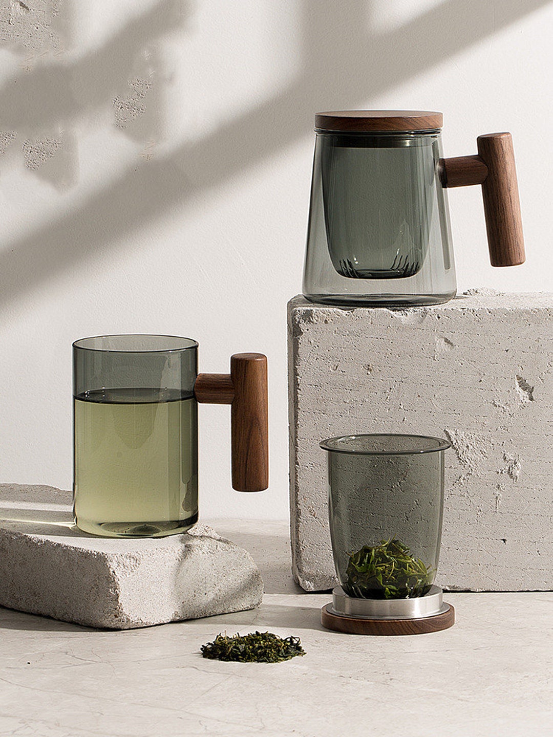 Theteagardenshop Japanese-inspired Glass Tea Infuser Cup With Coaster ...