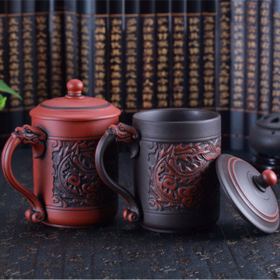 Theteagardenshop - Embossed Tea Cup With Dragon and Phoenix Design ...
